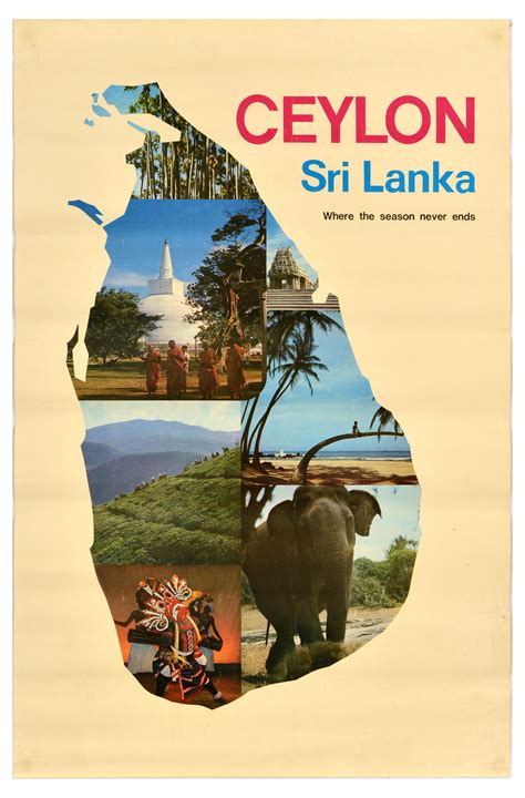 At Auction Travel Poster Ceylon Sri Lanka Muruguan Temple Elephant