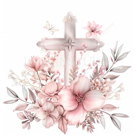 Pink Flower Cross Clipart Bundle 12 High Quality Png Cross Watercolor
