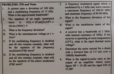 Solved Problems Fm And Noise 1 A System Uses A Deviation