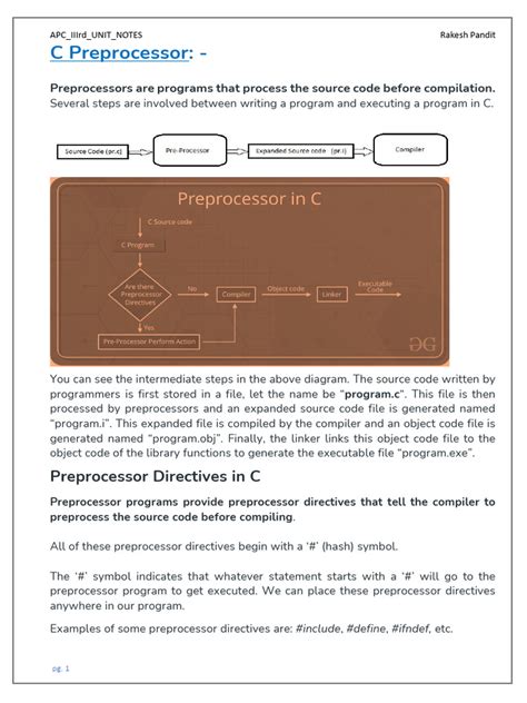 C Preprocessor Directives Explained Pdf Pointer Computer
