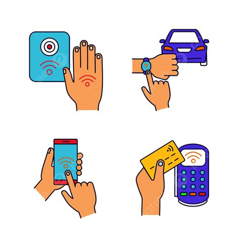 Nfc 기술 색상 아이콘 세트 손 장치 픽토그램 Png 일러스트 및 벡터 에 대한 무료 다운로드 Pngtree
