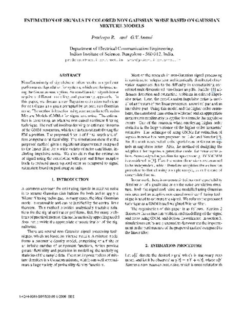 Pdf Estimation Of Signals In Colored Non Gaussian Noise Based On