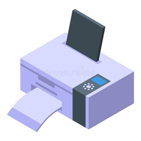 vector illustration of an isometric office printer with paper output
