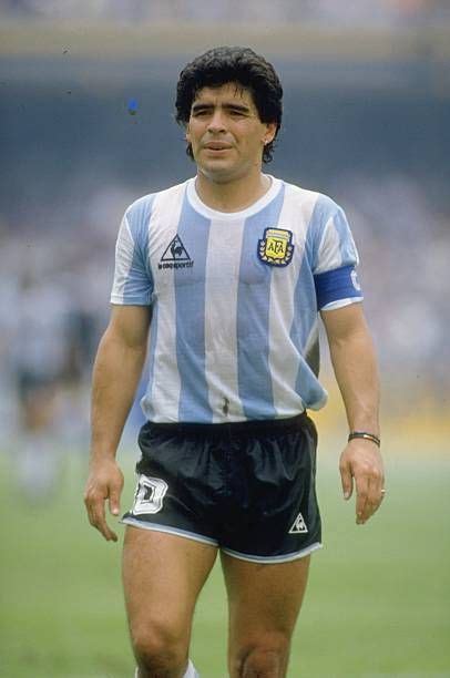 Portret Diego Maradony Z Argentyny Podczas Meczu Pucharu Świata Z