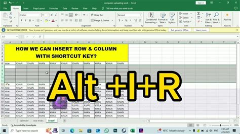 The Excel Office Insert Rows And Columns With Shortcut Key Youtube