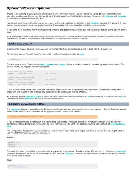 Fail2ban And Iptables Pdf Firewall Computing Secure Shell