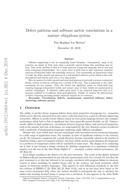 Defect Patterns And Software Metric Correlations In A Mature Ubiquitous System Deepai