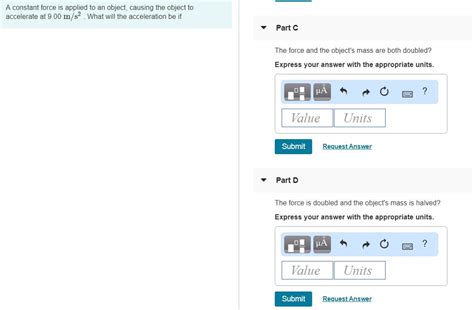 Solved A Constant Force Is Applied To An Object Causing The