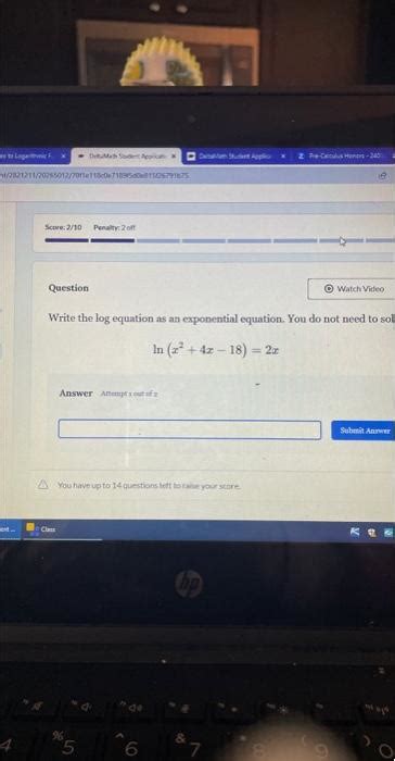 Solved Write The Log Equation As An Exponential Equation Chegg