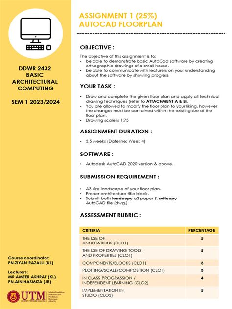 01 Assignment 1 Autocad Brief Pdf