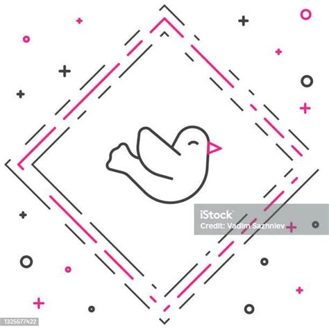 흰색 배경에 격리 된 라인 비둘기 아이콘 다채로운 개요 개념 벡터 개념에 대한 스톡 벡터 아트 및 기타 이미지 개념 검은색 깃털 Istock