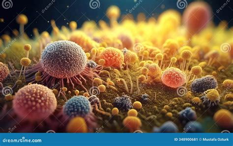 A Detailed Microscopic View Of Bacteria And Microorganisms Stock Illustration Illustration Of