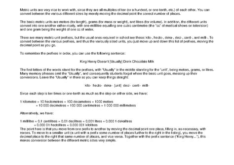 Conversions Metric Conversion Metric Units Are Very Nice To Work With Since They Are All