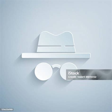 회색 배경에서 격리된 시크릿 모드 아이콘을 종이 잘라냅니다 종이 아트 스타일 벡터 3차원 형태에 대한 스톡 벡터 아트 및 기타 이미지 3차원 형태 구별하기 힘든