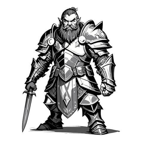 Premium Vector Vector Monochrome Rpg Dwarf Characters
