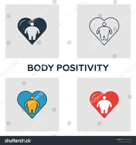 Body Positivity Icon Set Four Elements Stock Vector Royalty Free 1487333282 Shutterstock