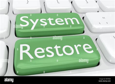 3d Illustration Of Computer Keyboard With The Script System Restore On Two Adjacent Green
