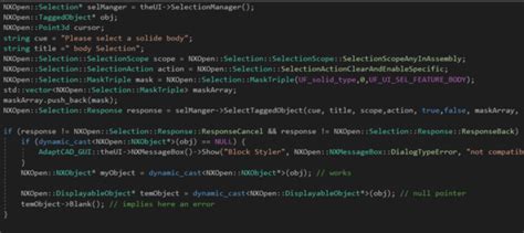 Nxopen Object Selection And Shape Modification