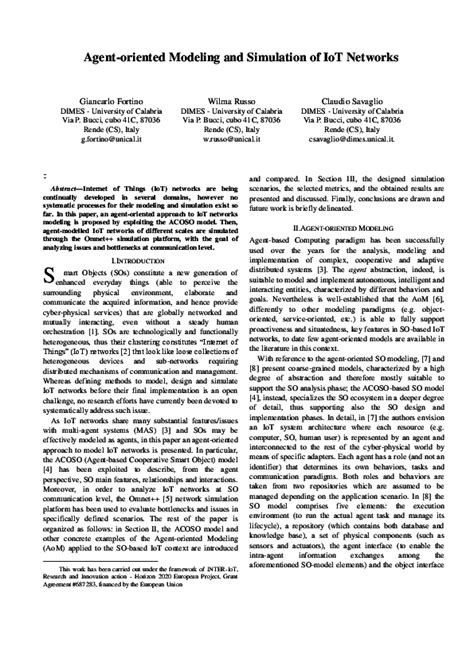 Pdf Agent Oriented Modeling And Simulation Of Iot Networkspdf