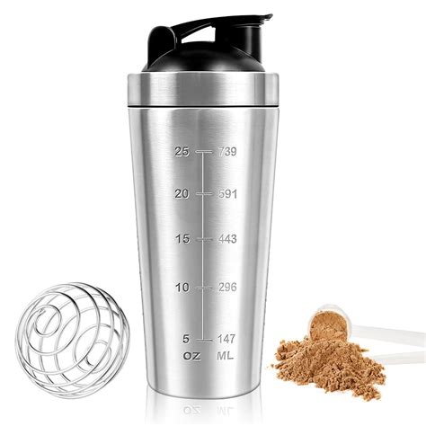Gobesty Protein Shaker Bottle 750ml Stainless Steel Protein Shaker Cup