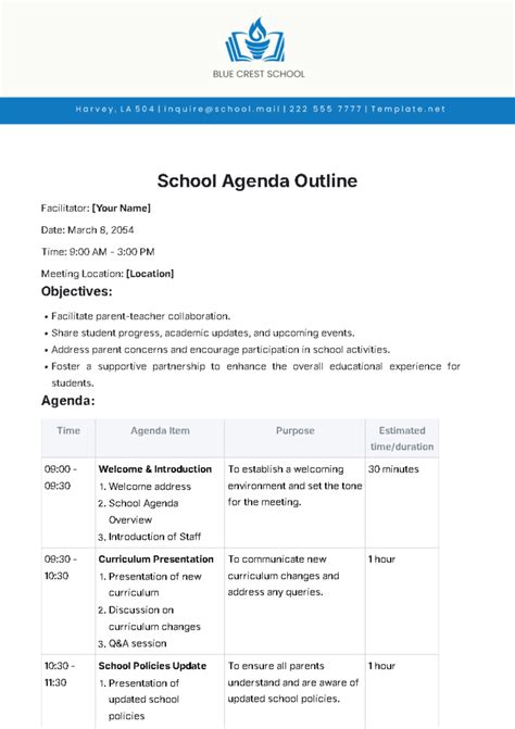 Free Custom General Assembly Agenda Template Excel Sample Wssufoundation