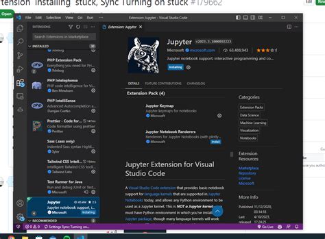 Extension Installing Stuck Sync Turning On Stuck Issue Microsoft Vscode GitHub