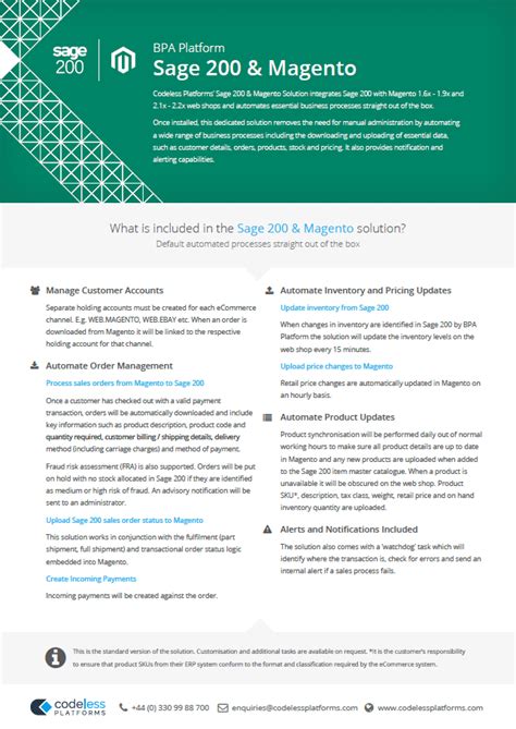 Magento Sage Integration Solution Codeless Platforms