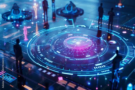 Abstract Futuristic Digital Network System With Data Diagram For Global Data Management