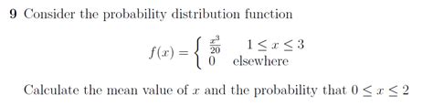 Solved Consider The Probability Distribution Function Chegg