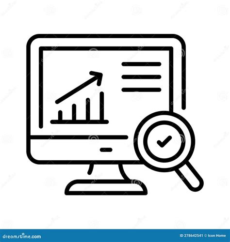 Growth Chart On Monitor With Magnifier Showing Concept Vector Of Data