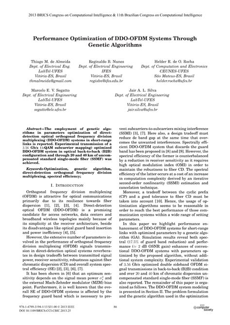 Pdf Performance Optimization Of Ddo Ofdm Systems Through Genetic