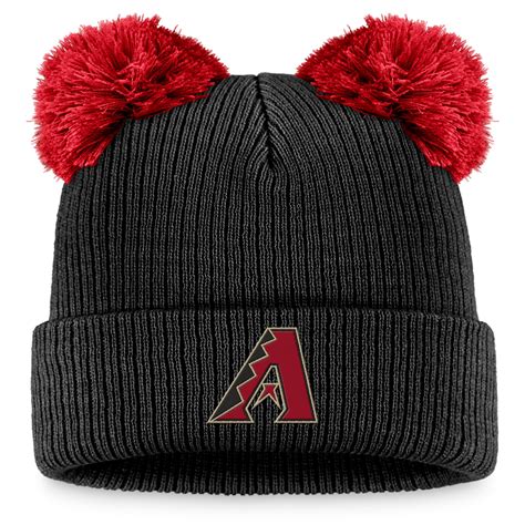 Womens Arizona Diamondbacks Fanatics Blackred Double Pom Cuffed Knit Hat