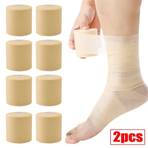 폼 코튼 스킨 필름 2 개 셀프 접착 탄성 붕대 팔꿈치 무릎 패드 스폰지 근육 부상 언더 랩 슬개골 스포츠 테이프 Aliexpress