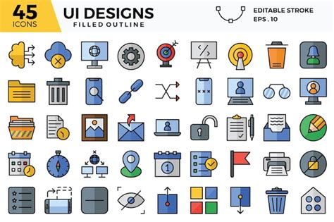 Premium Vector Ui Design Web Filled Outline Icons Set