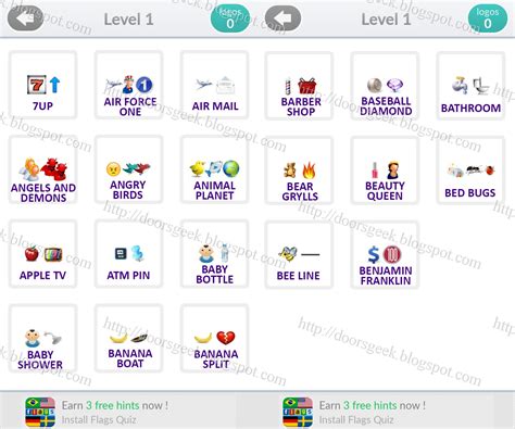 Logo Quiz Emoji Level 1 Answers By Bubble Quiz Games Doors Geek