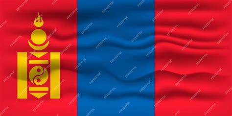 국가 몽골 벡터 일러스트 레이 션의 깃발을 흔들며 프리미엄 벡터