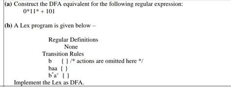 Solved A Construct The Dfa Equivalent For The Following