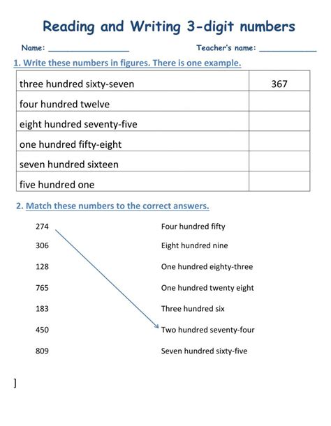 Reading And Writing 3 Digit Numbers Worksheet Reading And Writing 3 Digit Numbers Worksheet