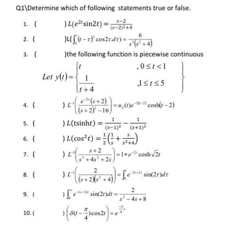 Solved Q1 Determine Which Of Following Statements True Or