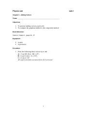 Lab Vector Addition Pdf Physics Lab Lab Chapter Adding Vectors Name Objectives