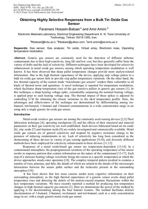 Obtaining Highly Selective Responses From A Bulk Tin Oxide Gas Sensor