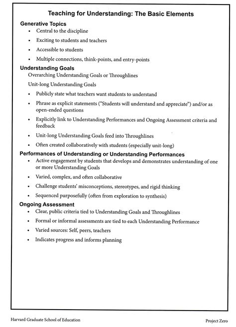 Bellelli Educación Teaching For Understanding The Basic Elements