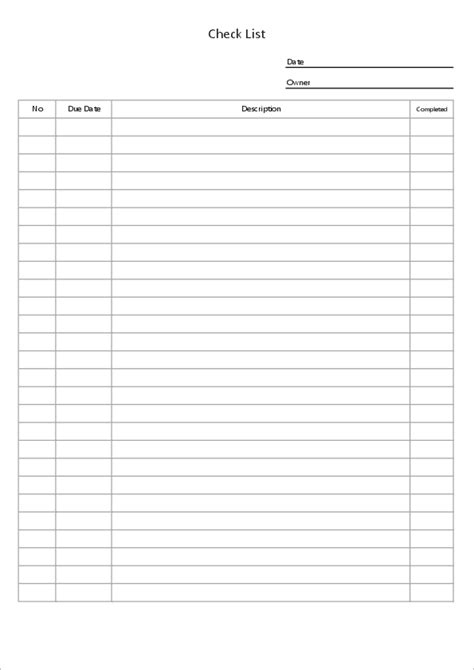Simple Checklist Excel Template