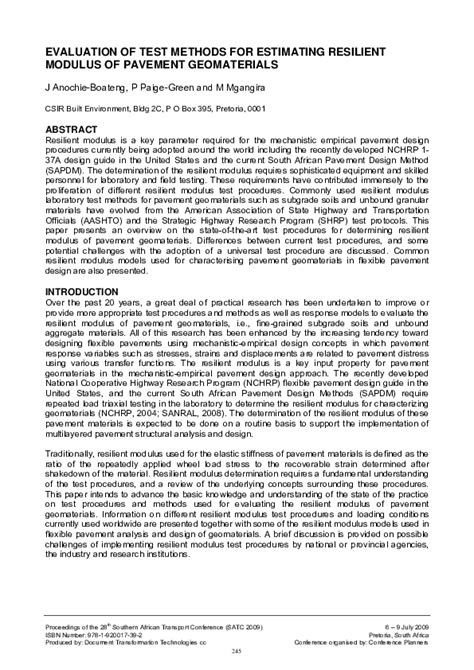 Pdf Evaluation Of Test Methods For Estimating Resilient Modulus Of Pavement Geomaterials