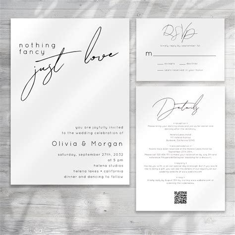 Nothing Fancy Just Love Script Qr Code Wedding Invitation Zazzle