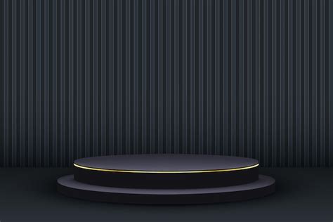 3d 연단 받침대입니다 직사각형 배경에 금색 반짝이가 있는 검은색 기하학적 플랫폼 제품 시연 쇼케이스 광고 전시를 위한 고급스러운 무대 프리미엄 벡터
