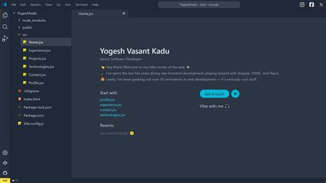💻 Vs Code Themed Portfolio 💻 Reactjs Vscode Tailwindcss Tailwind