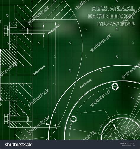 Green Background Grid Technical Illustration Mechanical Stock Vector Royalty Free