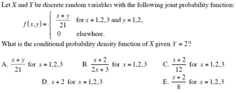 Solved Let X And Ybe Discrete Random Variables With The