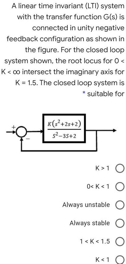 solved a linear time invariant lti system with the transfer function g s is connected in